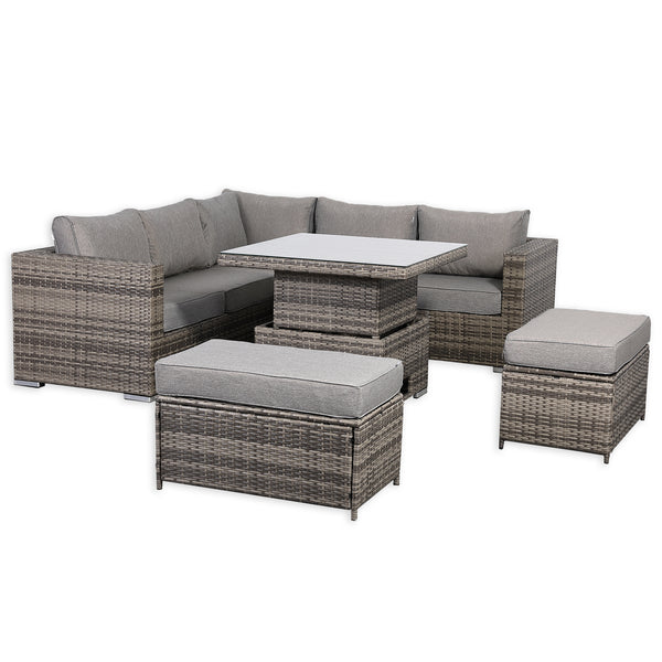 Rattan Park Cambridge Campact Corner Sofa Set with Rising Table in ...