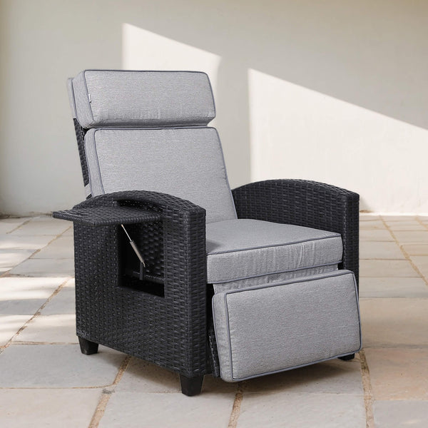 Club Rattan Harmony Range Reclining Armchair with Flip Table ...