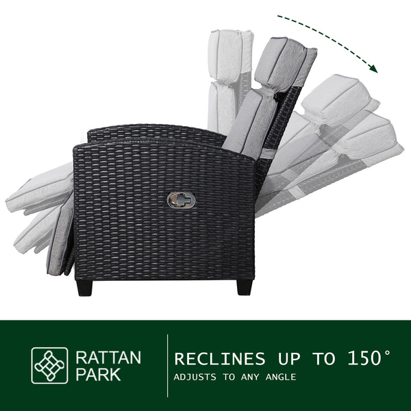 Club Rattan Harmony Range Reclining Armchair with Flip Table ...